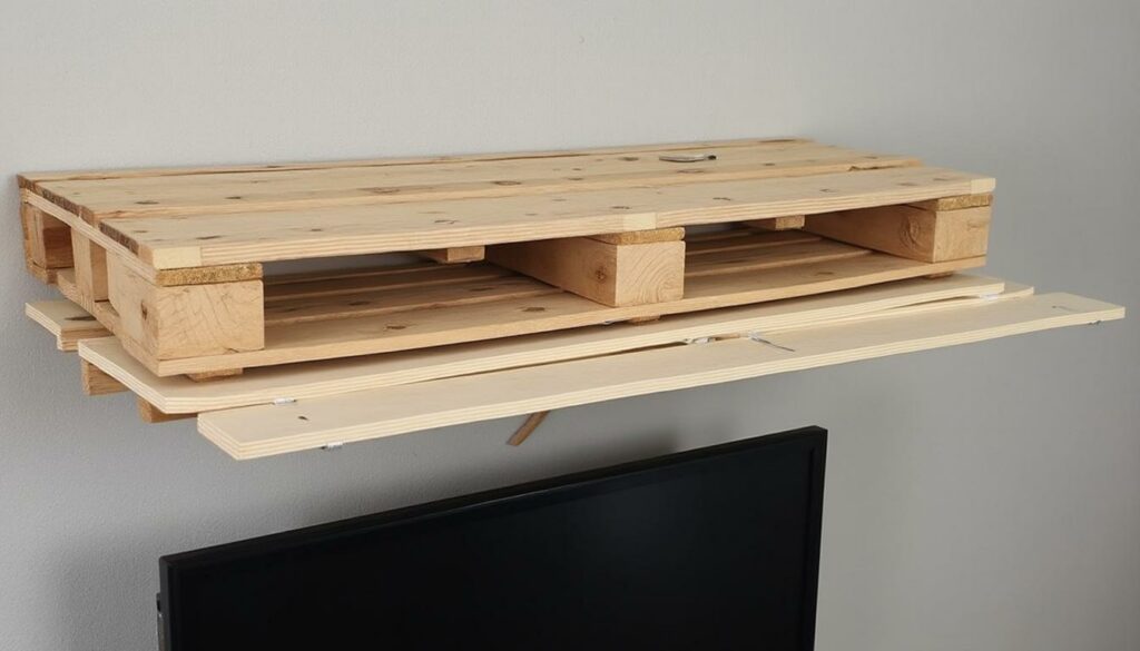 Avant-après : habiller un mur avec une palette support TV, un projet réussi
